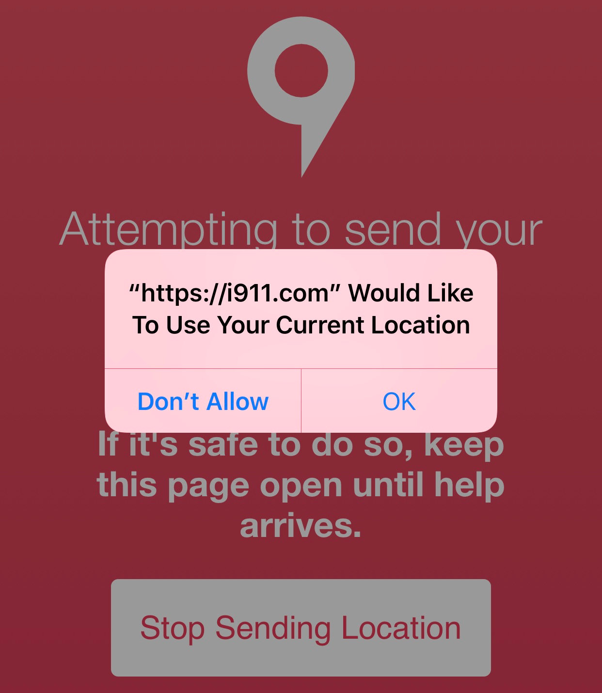 What does the Caller see when I send an SMS requesting their location? – i911